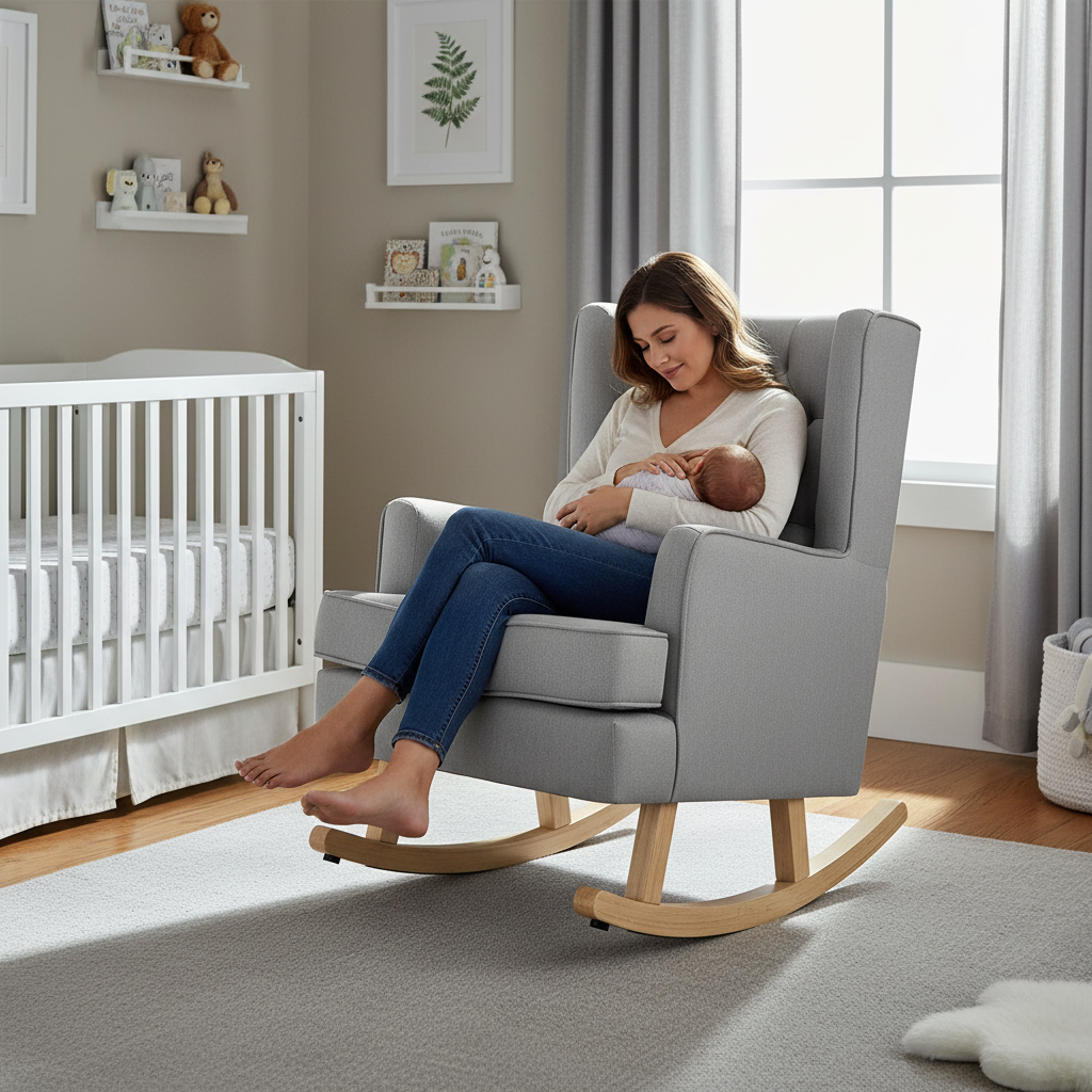 Johnston's Soothe Easy Deluxe Nursery Chair & Rocker – 2-in-1 Nursing ...